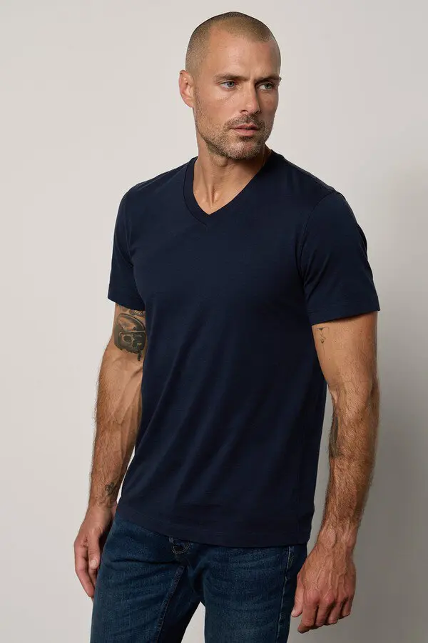 Velvet By Graham & Spencer Marshall V-neck Tee - Natural