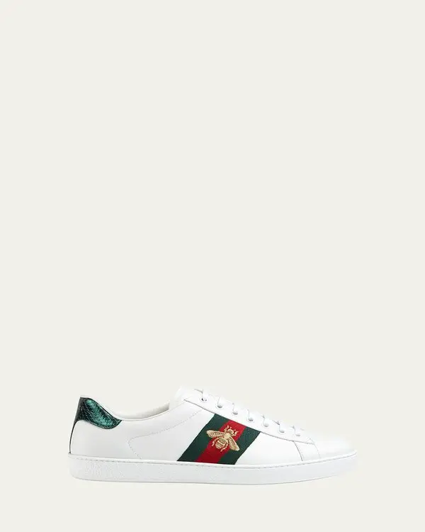Gucci New Ace Embroidered Low-top Sneakers - White