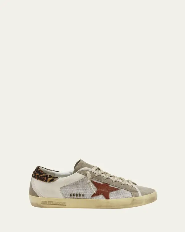Golden Goose Superstar Leather Low-top Sneakers - Silver White Ecru Taupe Brown Beige Brown Leo