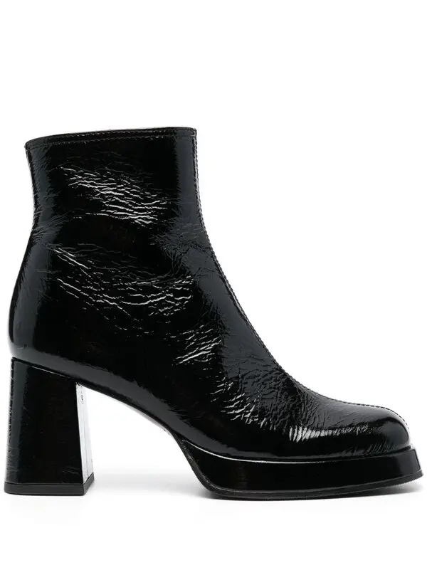 Chie Mihara Katrin Patent-Finish Square-Toe Boots In Black - 20% Off | Editorialist