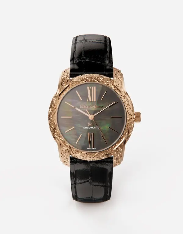 Dolce & Gabbana 18k Pink Gold And Mother-of-pearl Watch - Black