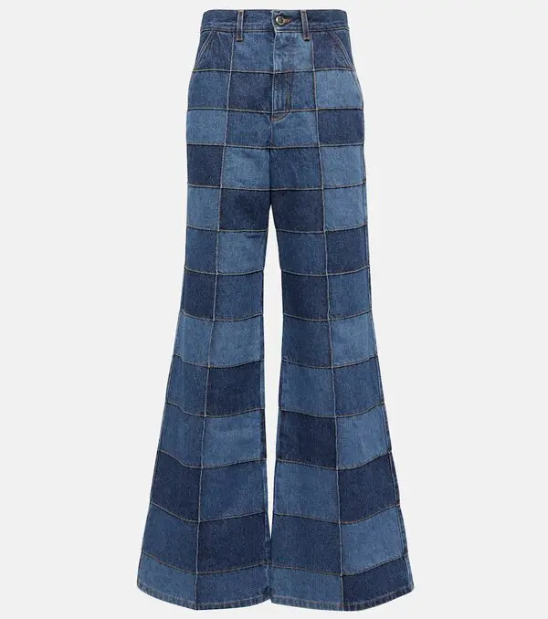 Chloé Patchwork High-rise Flared Jeans