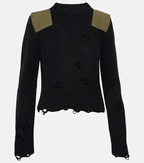 MAISON MARGIELA Distressed Cotton And Wool Sweater