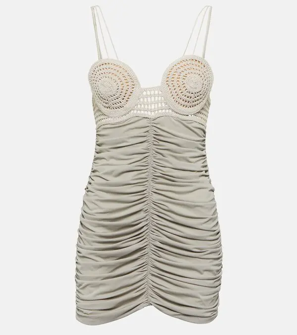 Magda Butrym Ruched Crochet Mini Dress - Grey