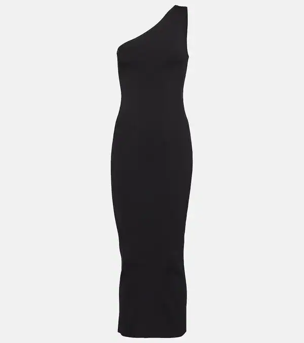 Toteme One-Shoulder Ribbed-Knit Maxi Dress In Black | Editorialist
