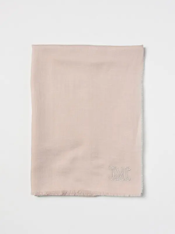 Max Mara Silk Blend Scarf With Jacquard Monogram - Beige