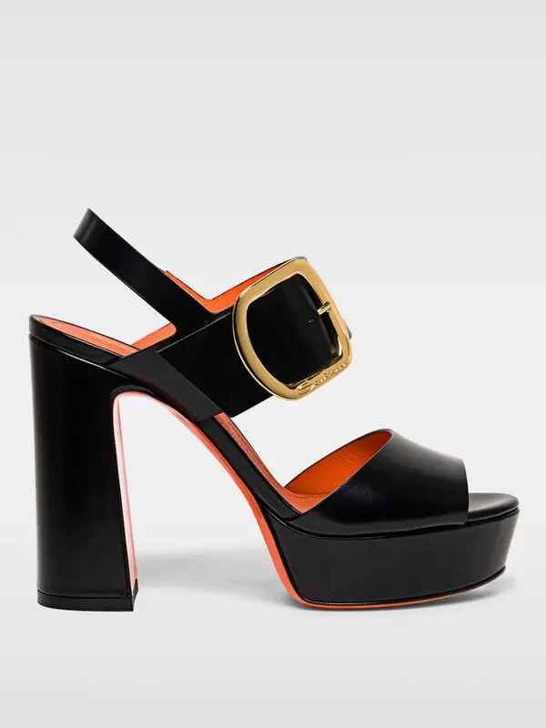 Santoni Heeled Platform Sandal - Black