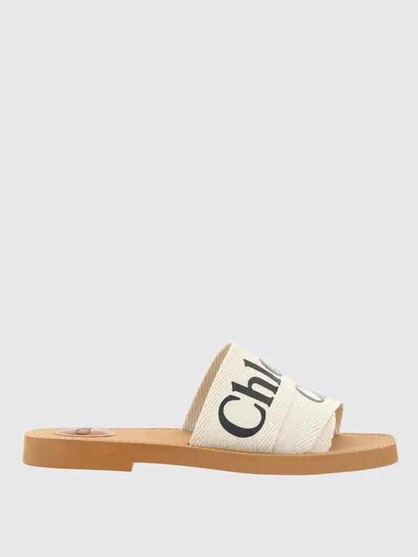 Chloé Fabric And Rubber Sliders - White