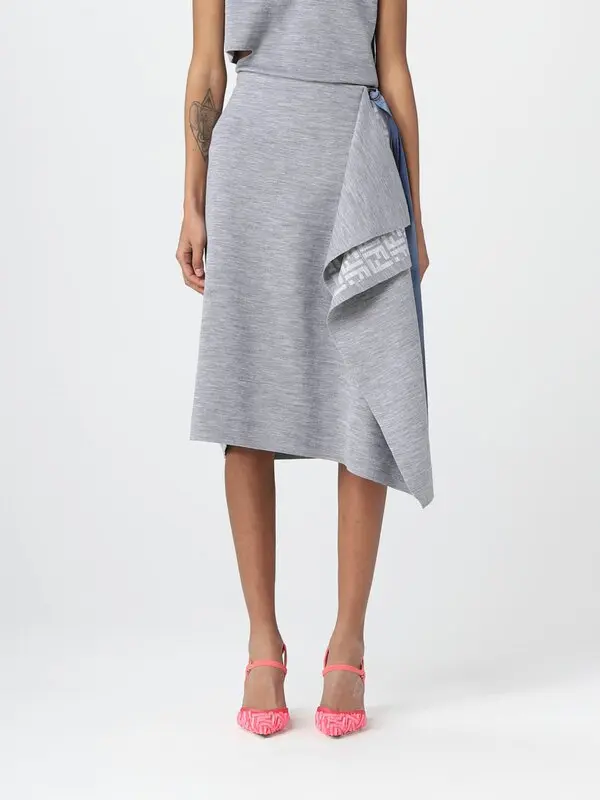FENDI MELANGE GREY WOOL BLEND SKIRT