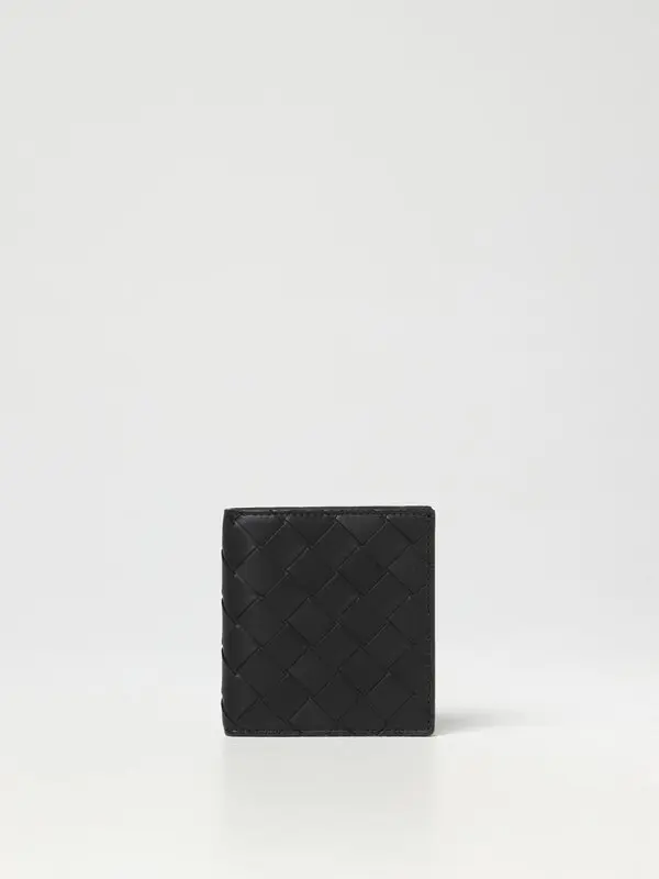 Bottega Veneta Credit Card Holder In Woven Leather - Black
