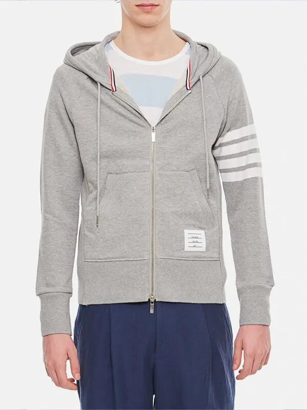 Thom Browne Cotton Hooded Sweatshirt - Grey 1