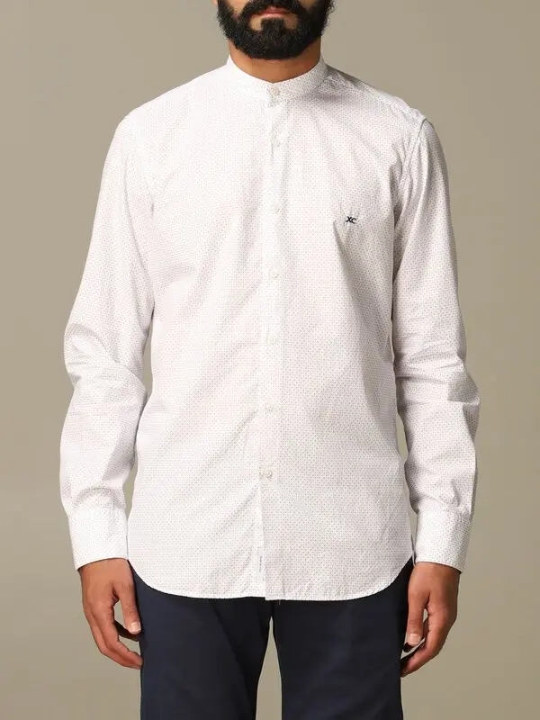 XC Linen Shirt With Korean Collar - Blue