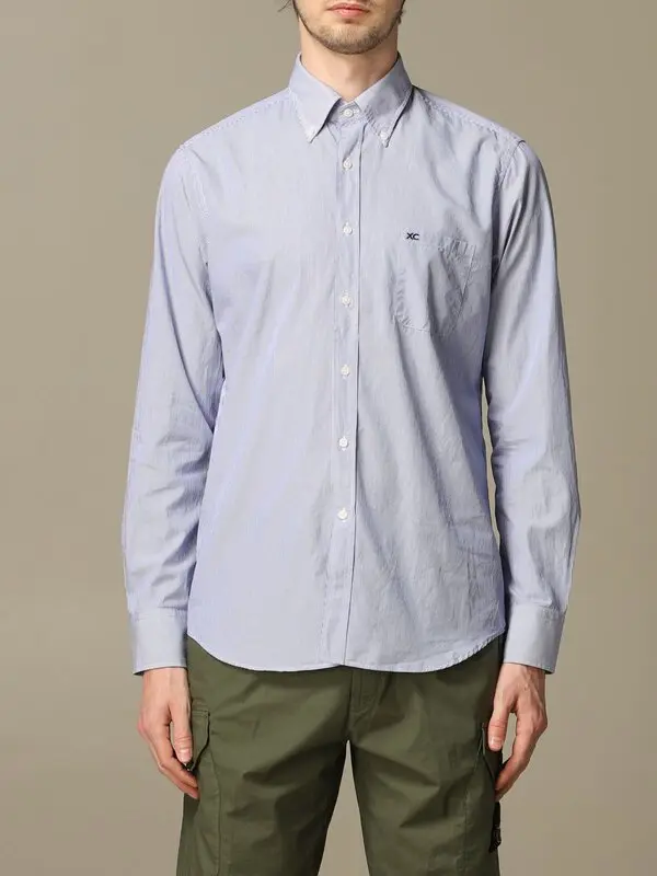 XC Shirt In Micro-check Washed Cotton - Gnawed Blue