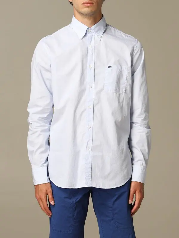 XC Shirt In Micro-check Washed Cotton - Gnawed Blue