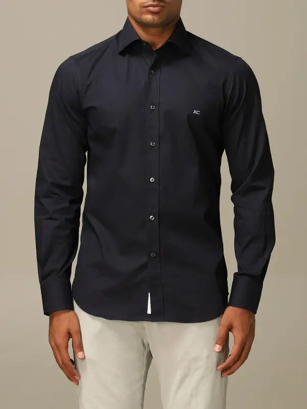 XC Poplin Shirt With Italian Collar - Blue