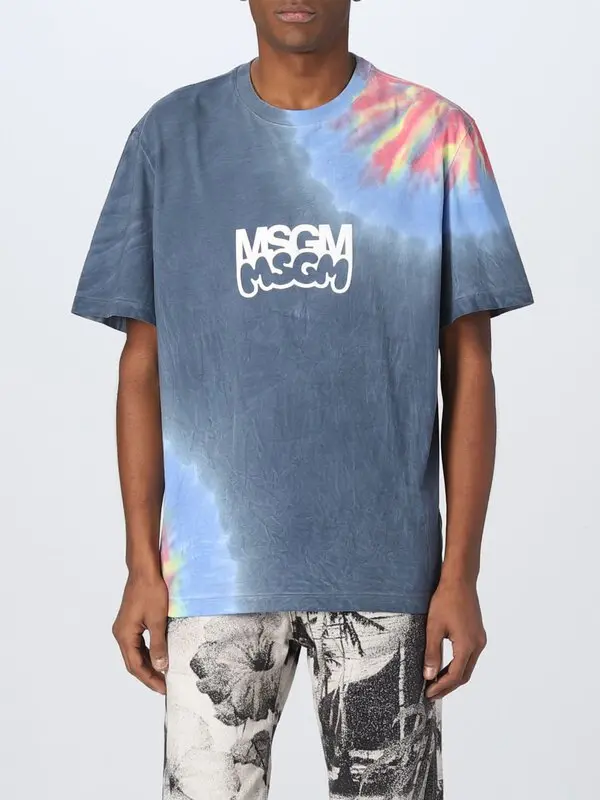 MSGM T-shirt With Logo And Tie Dye Print