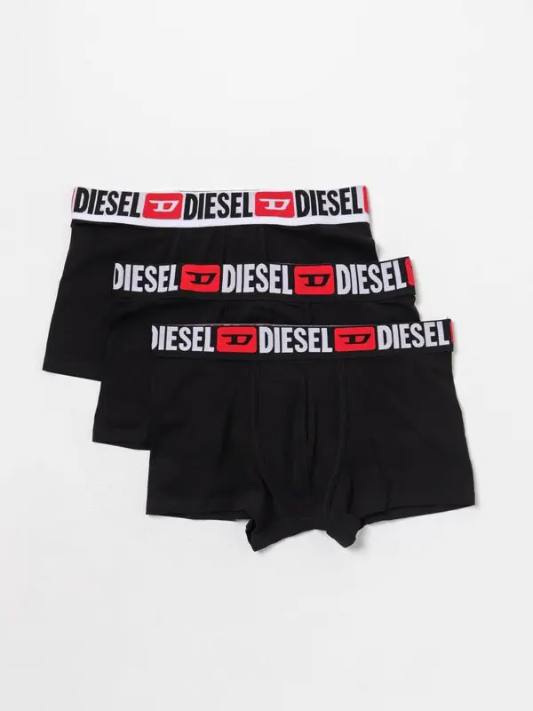 Diesel Set Of 3 Boxer Shorts In Stretch Cotton - Black