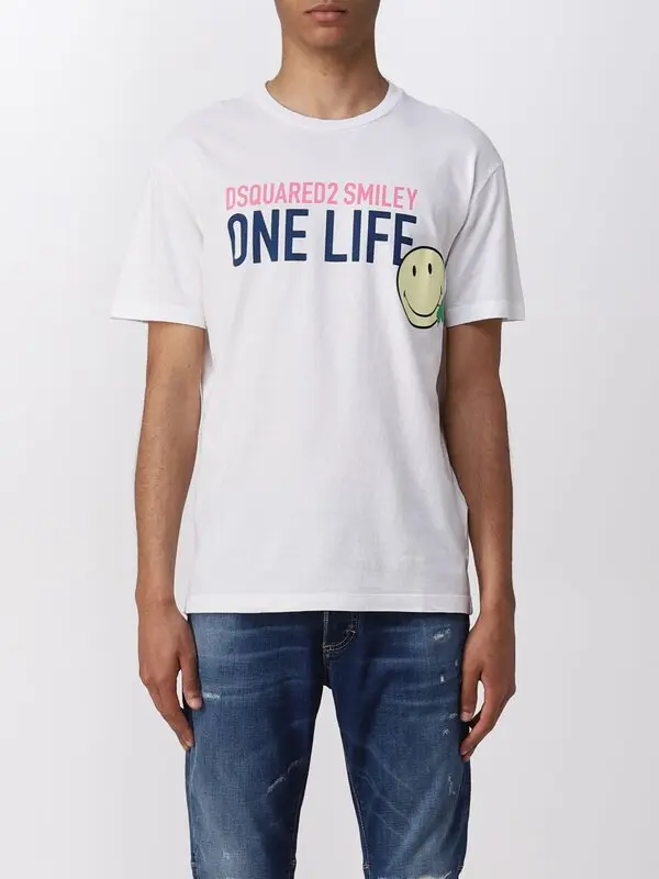 Dsquared2 One Life One Planet Smiley T-shirt With Print - White