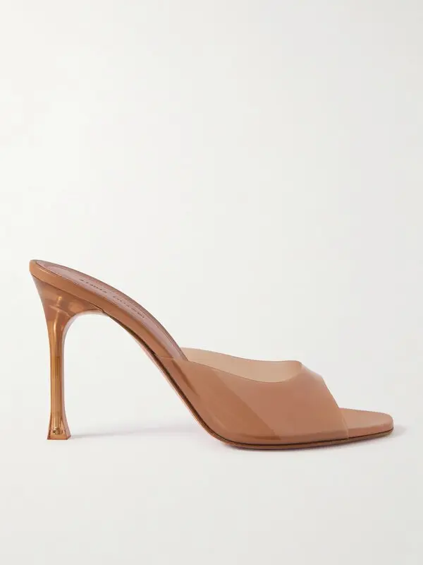 Amina Muaddi Alexa Pvc Mules - Neutrals