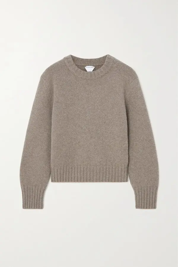 Bottega Veneta Cropped Embellished Wool Sweater - Brown