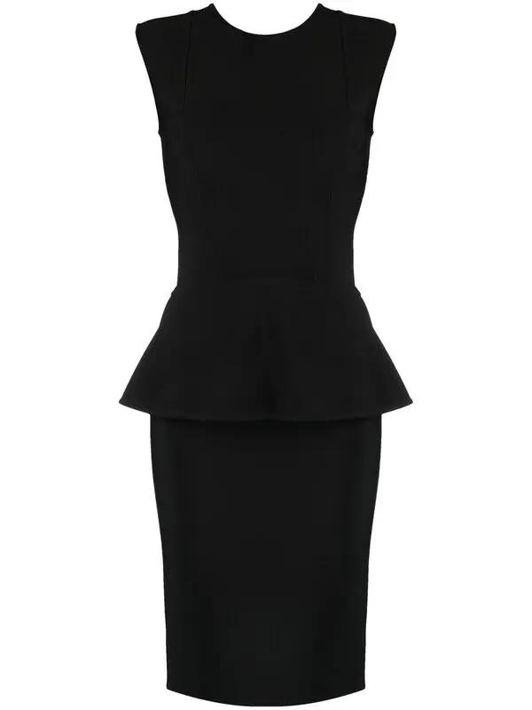 HERVE L. LEROUX Peplum-waist Dress - Black