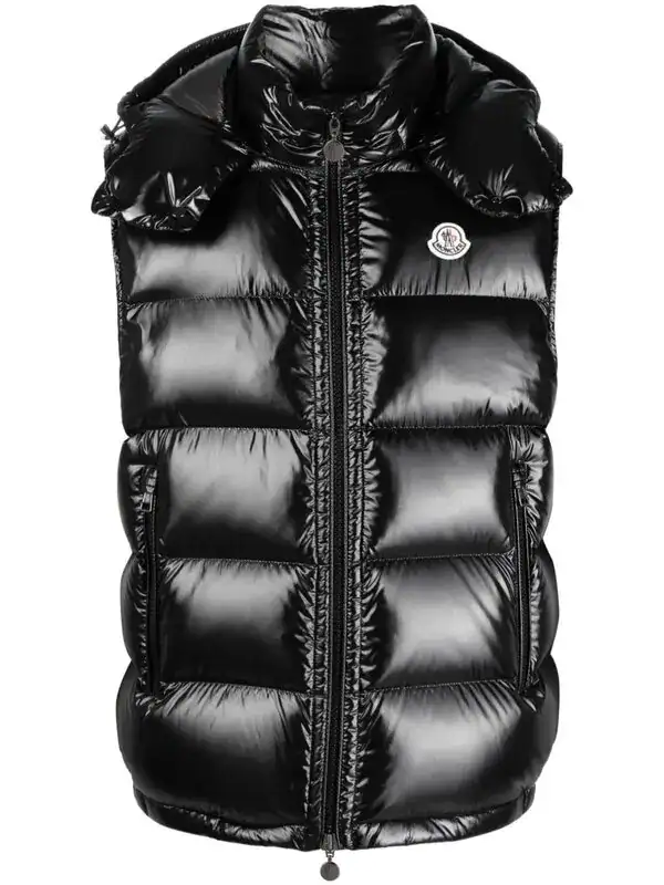 Moncler Bormes Hooded Gilet Black Editorialist