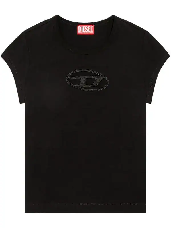 DIESEL　WOMEN'S　T-SHIRT　S　A05033　LOGO　黒新品 Diesel T-Angie Cut-Out Logo T-Shirt - Black | Editorialist