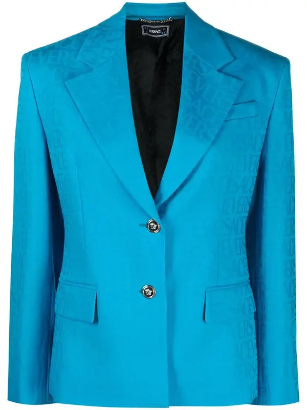Versace Allover Virgin Wool Jacquard Blazer
