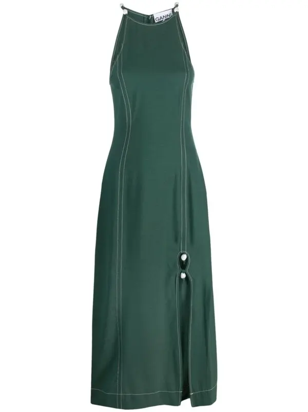 GANNI Bead-detail Sleeveless Midi Dress