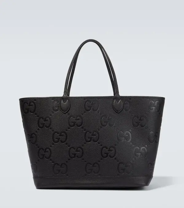 Gucci Jumbo Gg Large Leather Tote Bag - Black | Editorialist
