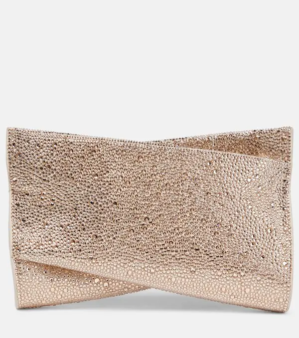 CHRISTIAN LOUBOUTIN Loubitwist Small Embellished Clutch - White