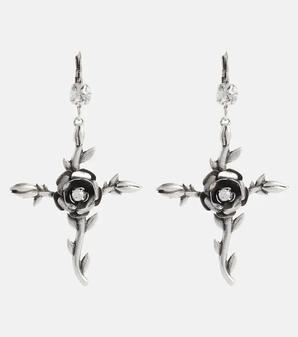Blumarine Rose Embellished Drop Earrings