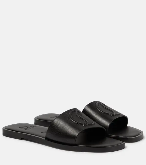 CHRISTIAN LOUBOUTIN Cl Mule Embossed Leather Sandals - Black
