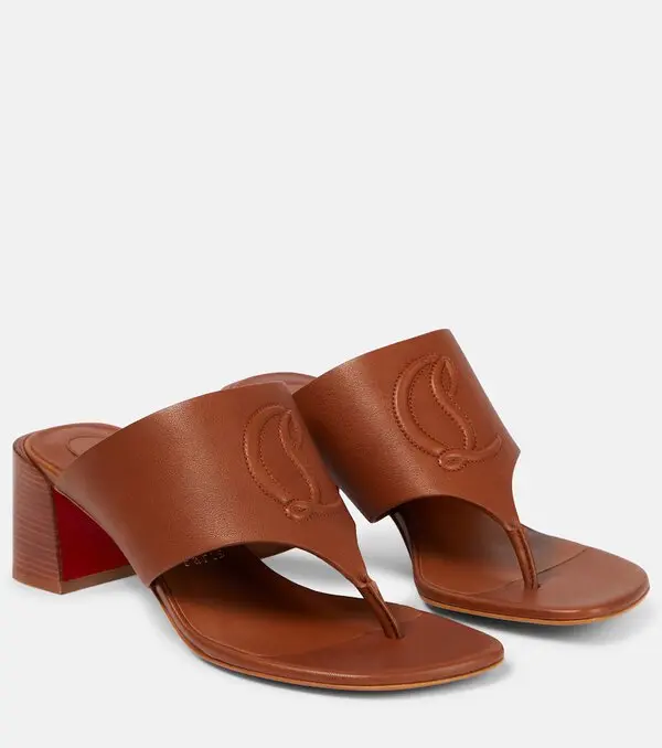 CHRISTIAN LOUBOUTIN Cl Tongamule Leather Sandals - Black