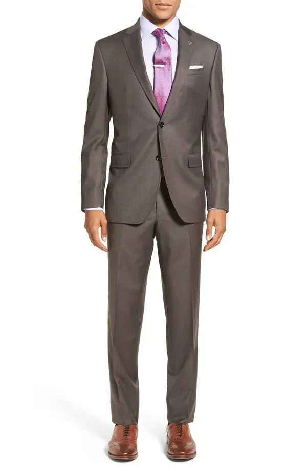 Ted Baker London Jay' Trim Fit Solid Wool Suit - Taupe | Editorialist
