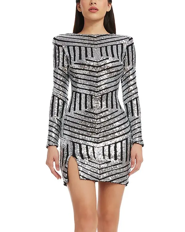 Dress The Population Nathalia Cocktail Dress - Silver Black