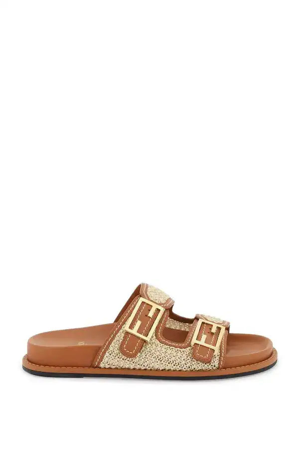 Fendi Feel Slides - Beige, Brown | Editorialist