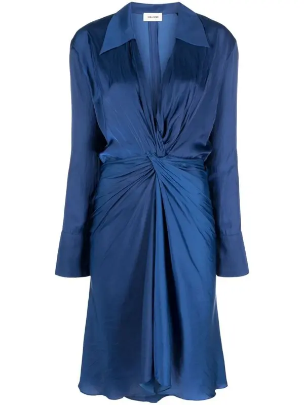 Zadig&Voltaire Rozo Twisted V-neck Midi Dress - Blue