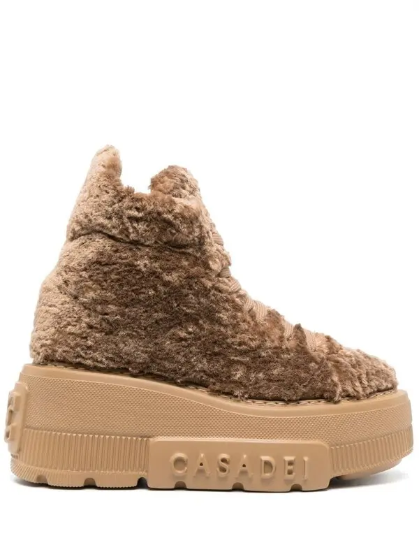 Casadei Nexus Fleece Sneakers - Neutrals