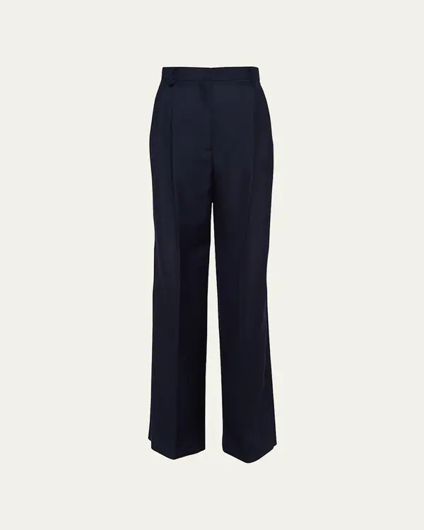 Prada Mohair Straight-leg Pants - Bleu