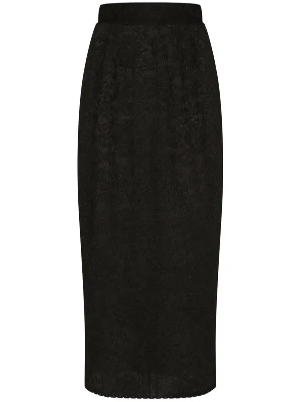 Dolce & Gabbana Floral-lace Midi Skirt - Black