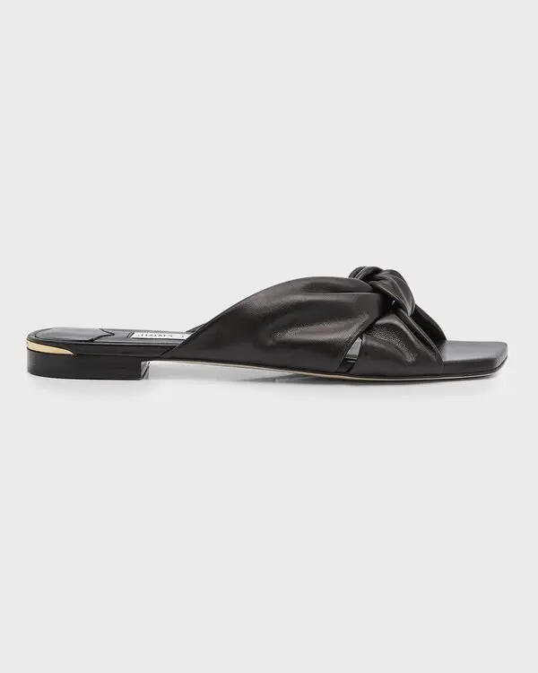 JIMMY CHOO Avenue Crisscross Flat Slides - Black