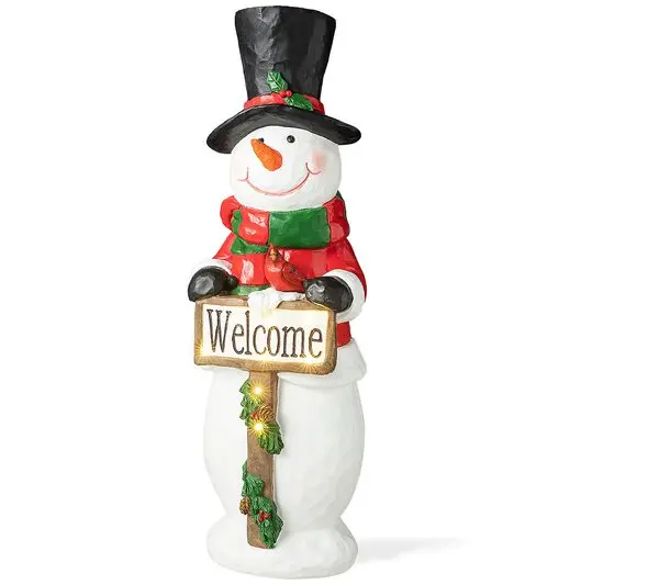 GLITZHOME 29' Christmas Snowman Porch Sign Led Ights & Timer