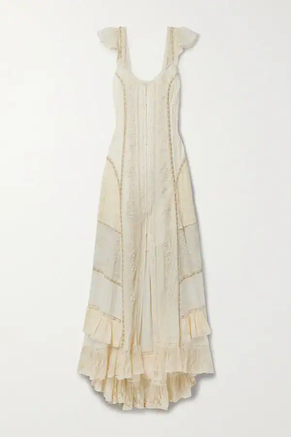 cream embroidered crochet maxi dress Cream Maxi Dress with Crochet Top main image 0