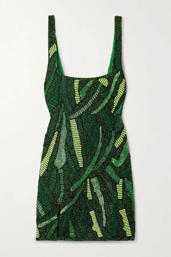 green beaded mini dress Zayla Beaded Mini Dress