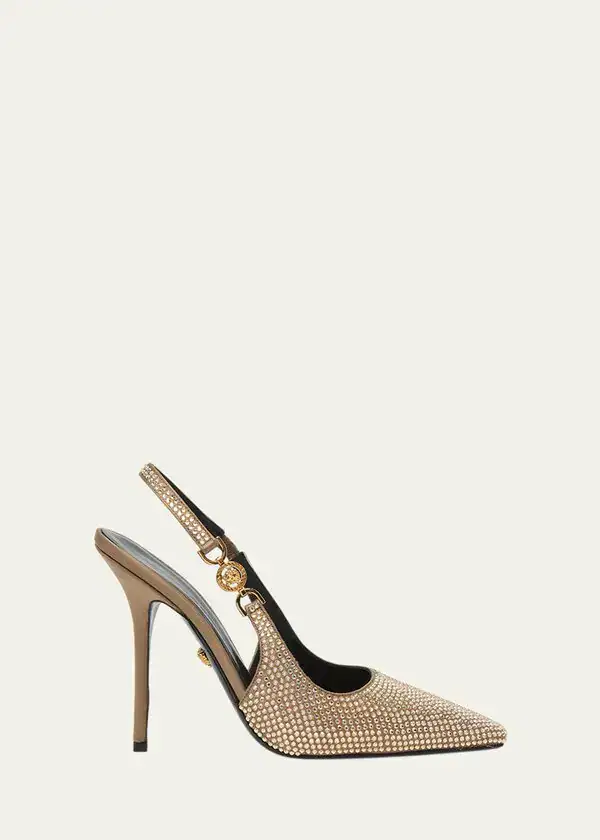 Versace Crystal Stiletto Slingback Pumps - Pale Pink Versace | Editorialist