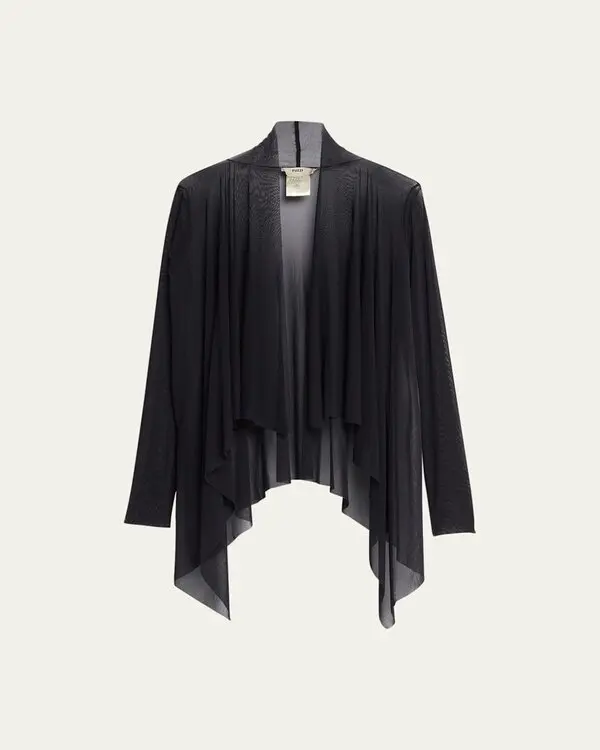 FUZZI Open-front Tulle Handkerchief Cardigan - Nero
