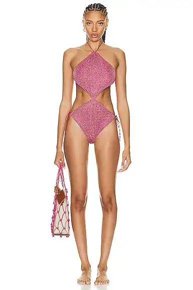 Oseree Lumiere Diamond Maillot Swimsuit In Pink In Raspberry 30