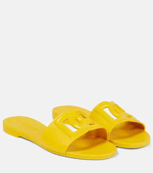 Dolce & Gabbana Dg Rubber Slides In Yellow | Editorialist