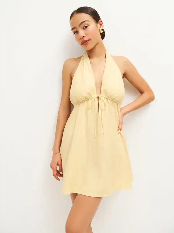 Reformation Carlena Linen Dress In Parmesan - 70% Off | Editorialist
